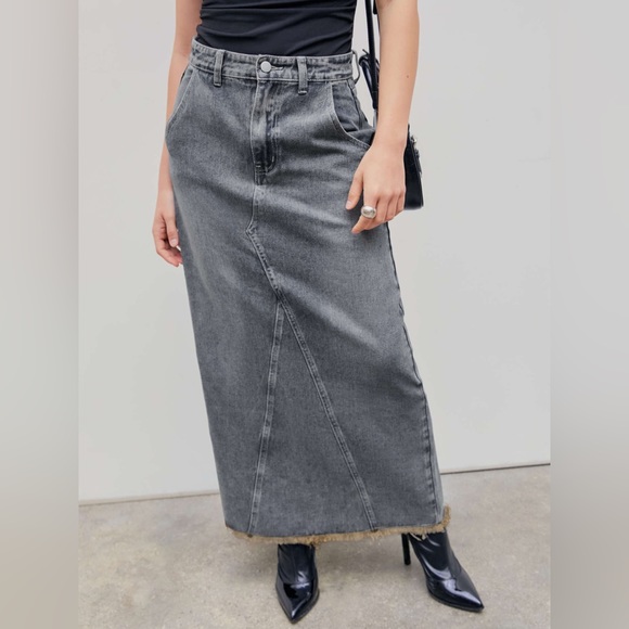 Cider | Skirts | Nwt Cider Denim Raw Hem Stitch Split Maxi Skirt | Poshmark